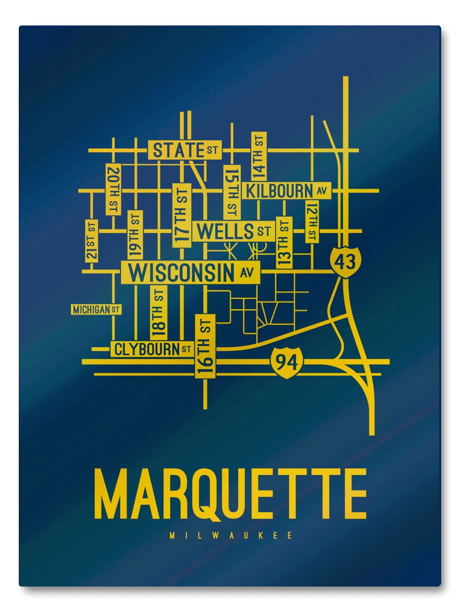 Marquette, Milwaukee Street Map - School Street Posters