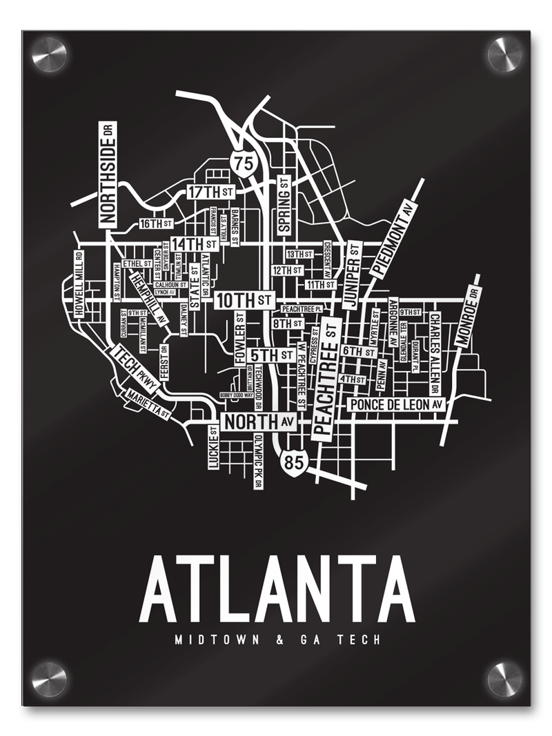 Midtown, Atlanta Street Map - School Street Posters