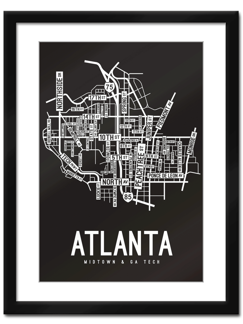 Midtown, Atlanta Street Map - School Street Posters