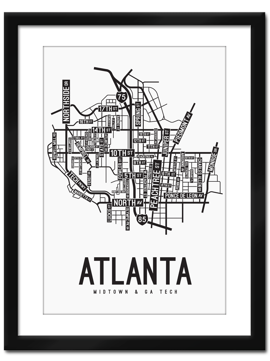 Midtown, Atlanta Street Map - School Street Posters