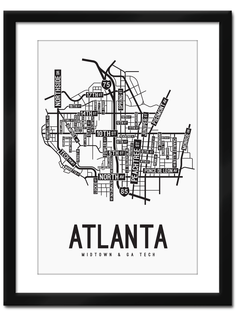 Midtown, Atlanta Street Map - School Street Posters