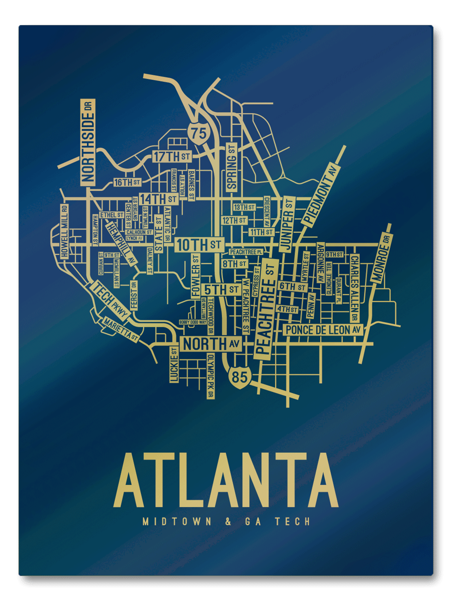 Midtown, Atlanta Street Map - School Street Posters
