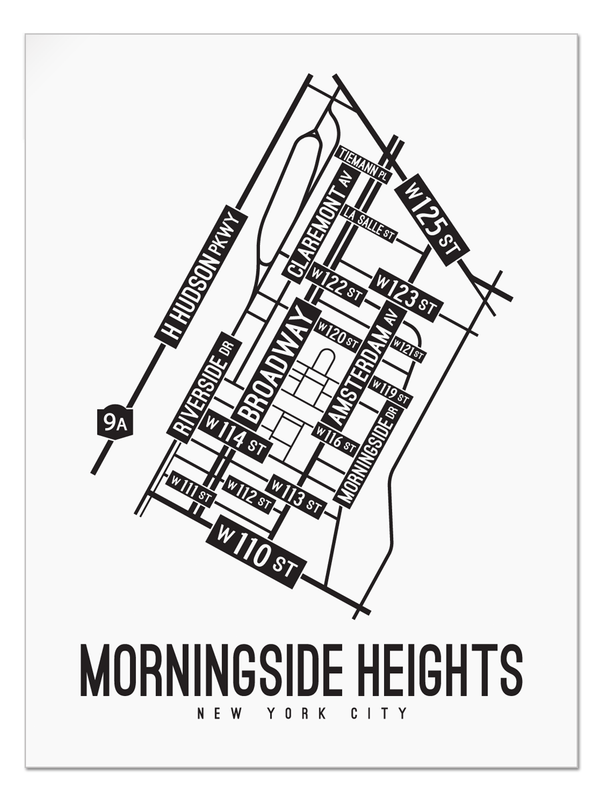 Morningside Heights, New York Street Map - School Street Posters