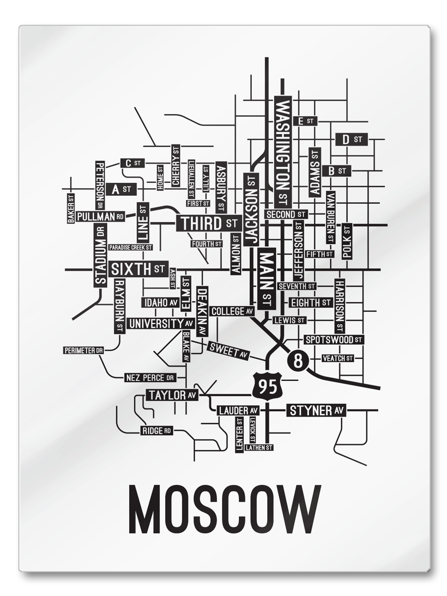 Moscow, Idaho Street Map - School Street Posters