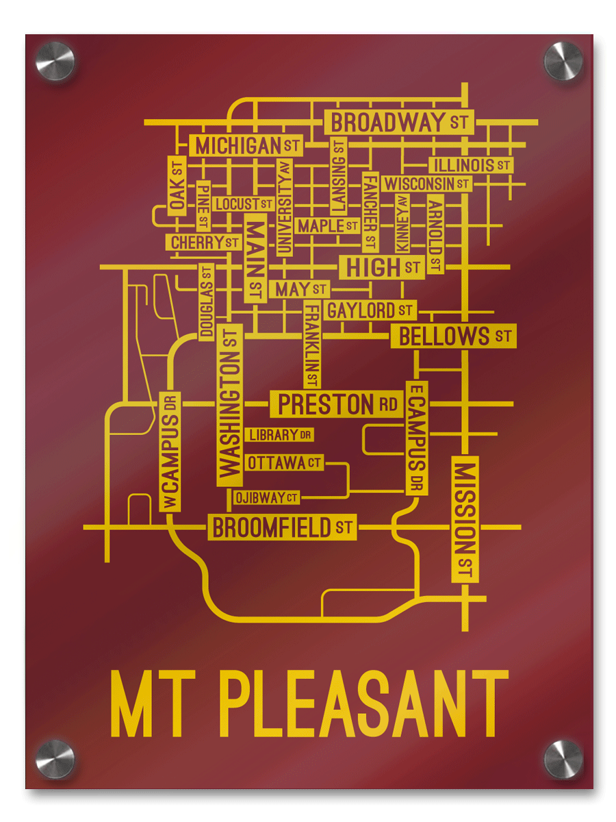 Mount Pleasant, Michigan Street Map - School Street Posters