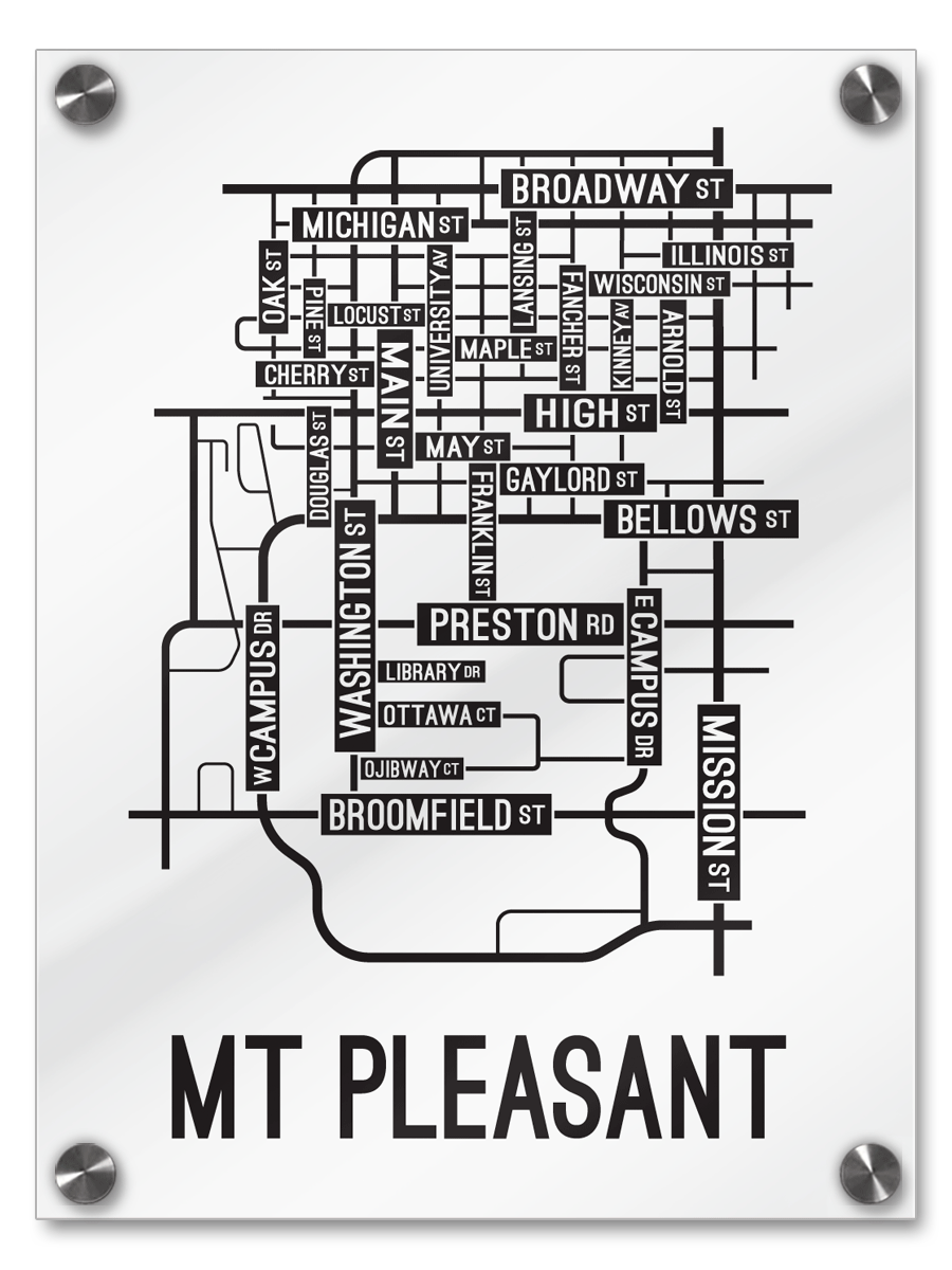 Mount Pleasant, Michigan Street Map - School Street Posters