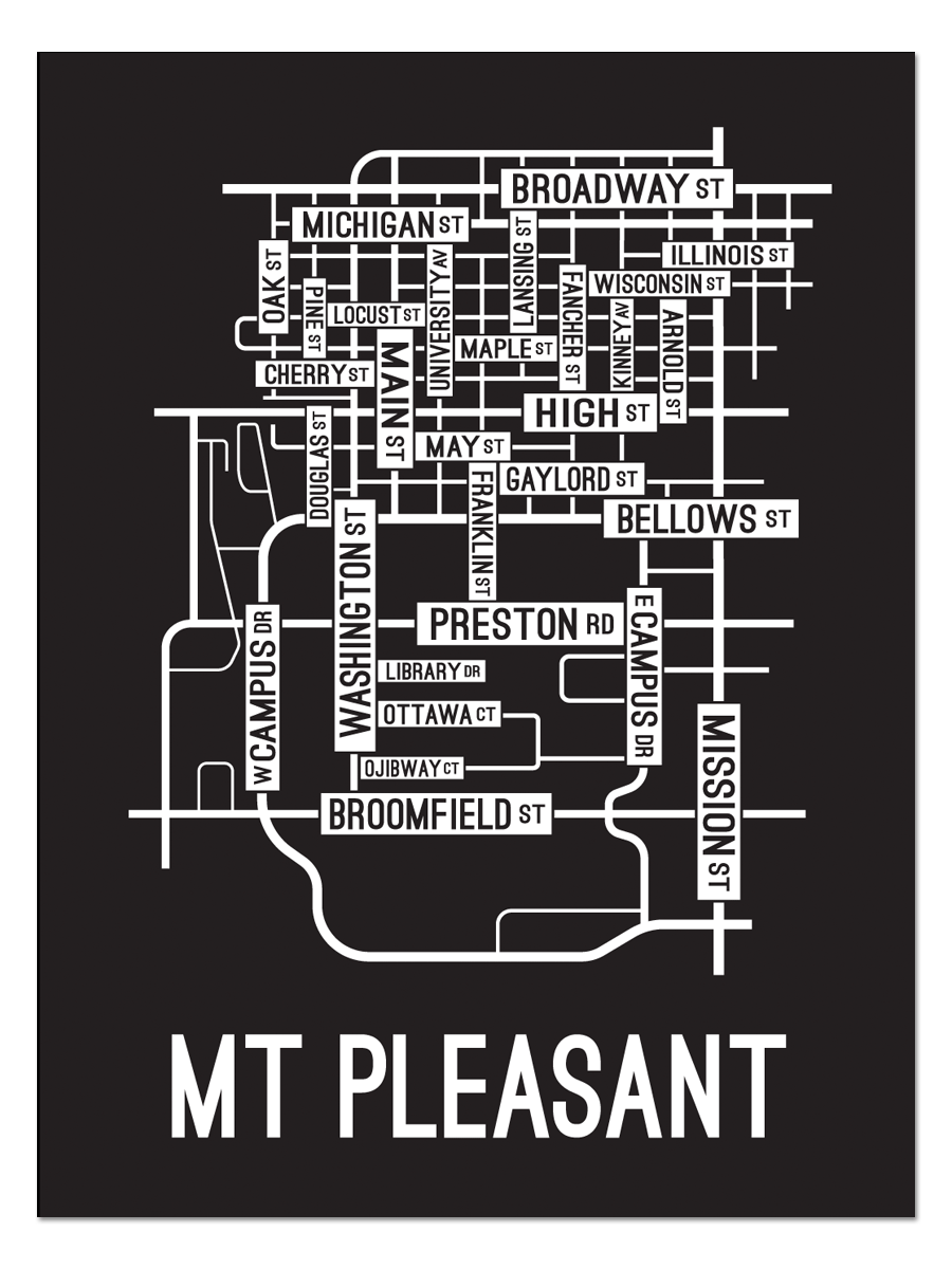 Mount Pleasant, Michigan Street Map - School Street Posters