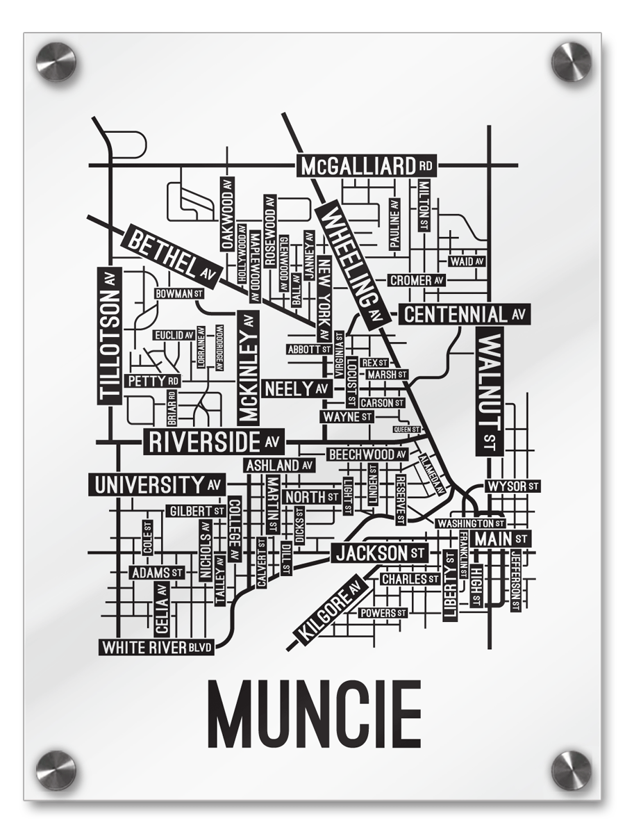 Muncie, Indiana Street Map - School Street Posters