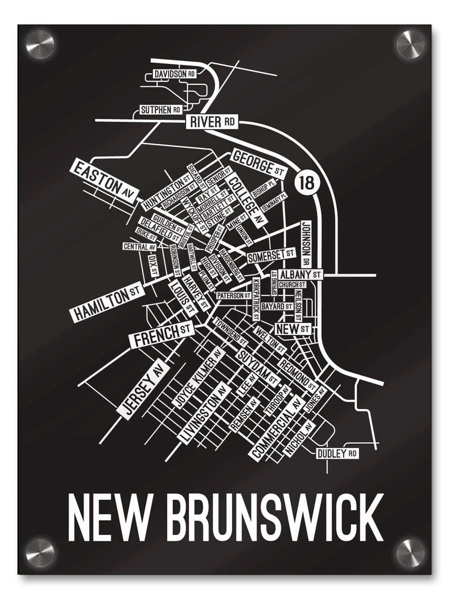 New Brunswick, New Jersey Street Map - School Street Posters