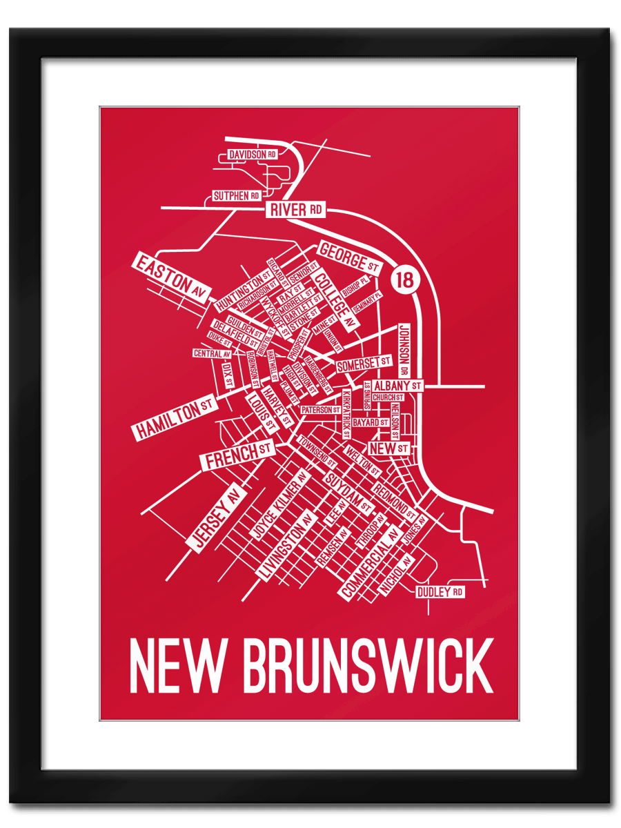 New Brunswick, New Jersey Street Map - School Street Posters