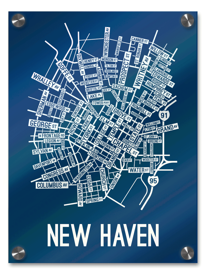 New Haven, Connecticut Street Map - School Street Posters