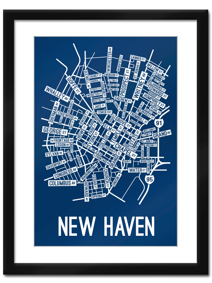 New Haven, Connecticut Street Map - School Street Posters