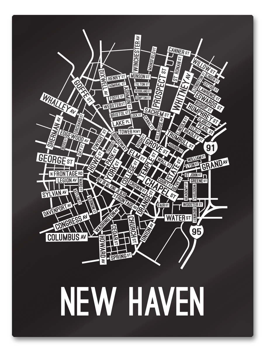 New Haven, Connecticut Street Map - School Street Posters