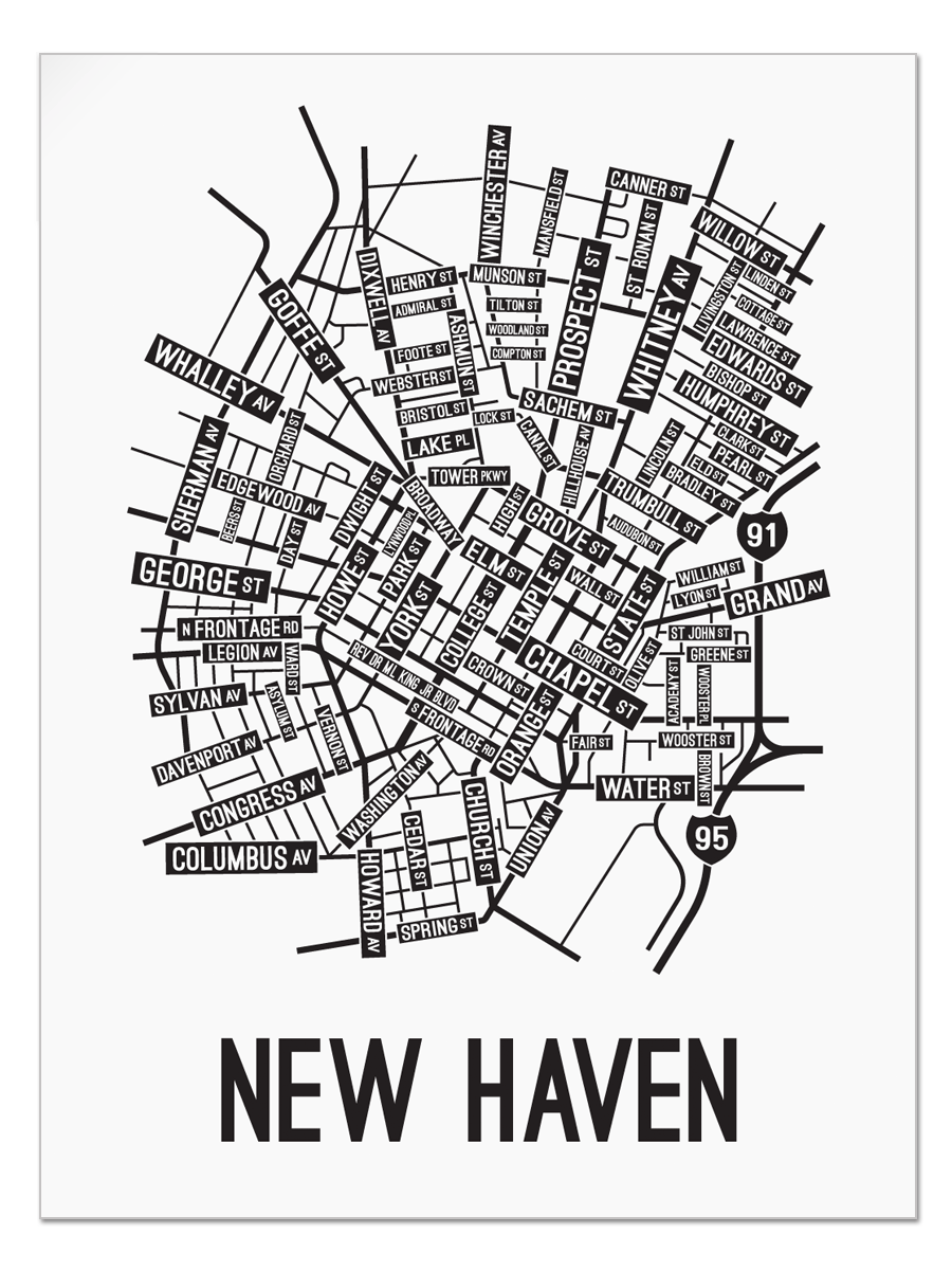 New Haven, Connecticut Street Map - School Street Posters