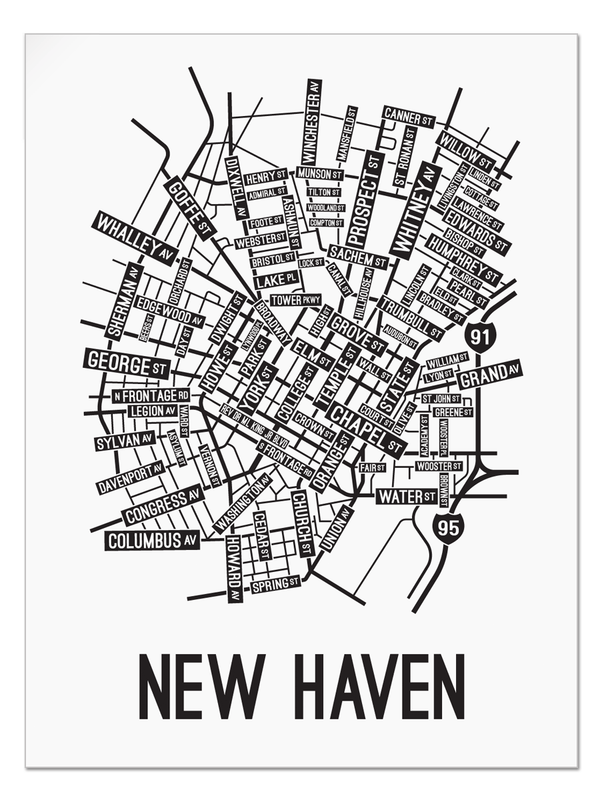 New Haven, Connecticut Street Map - School Street Posters