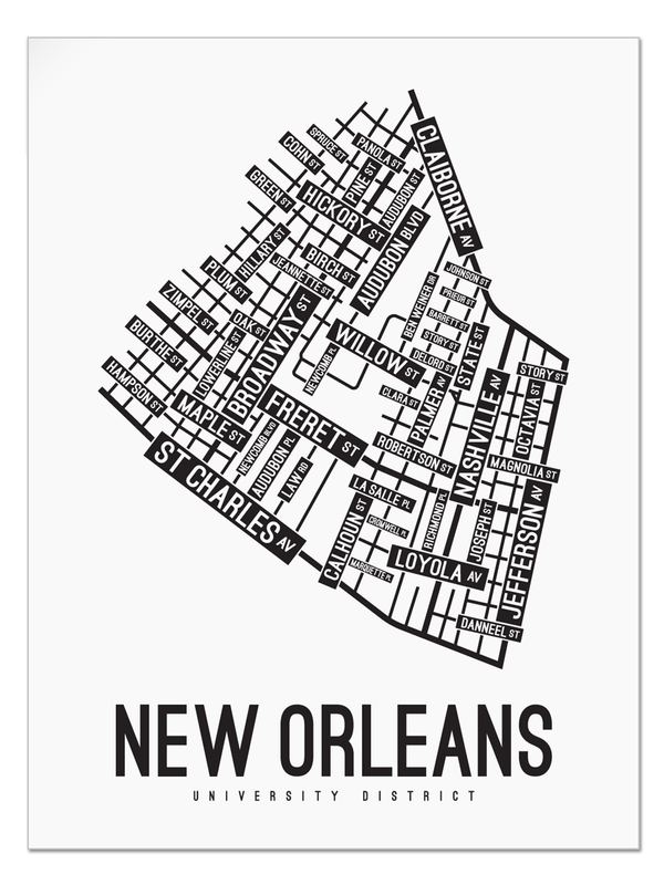 New Orleans, Louisiana Street Map - School Street Posters