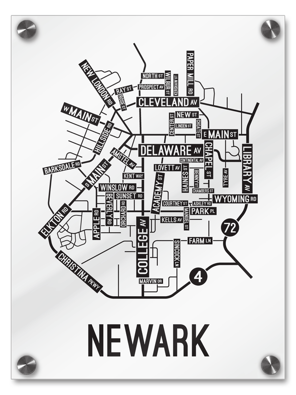 Newark, Delaware Street Map - School Street Posters