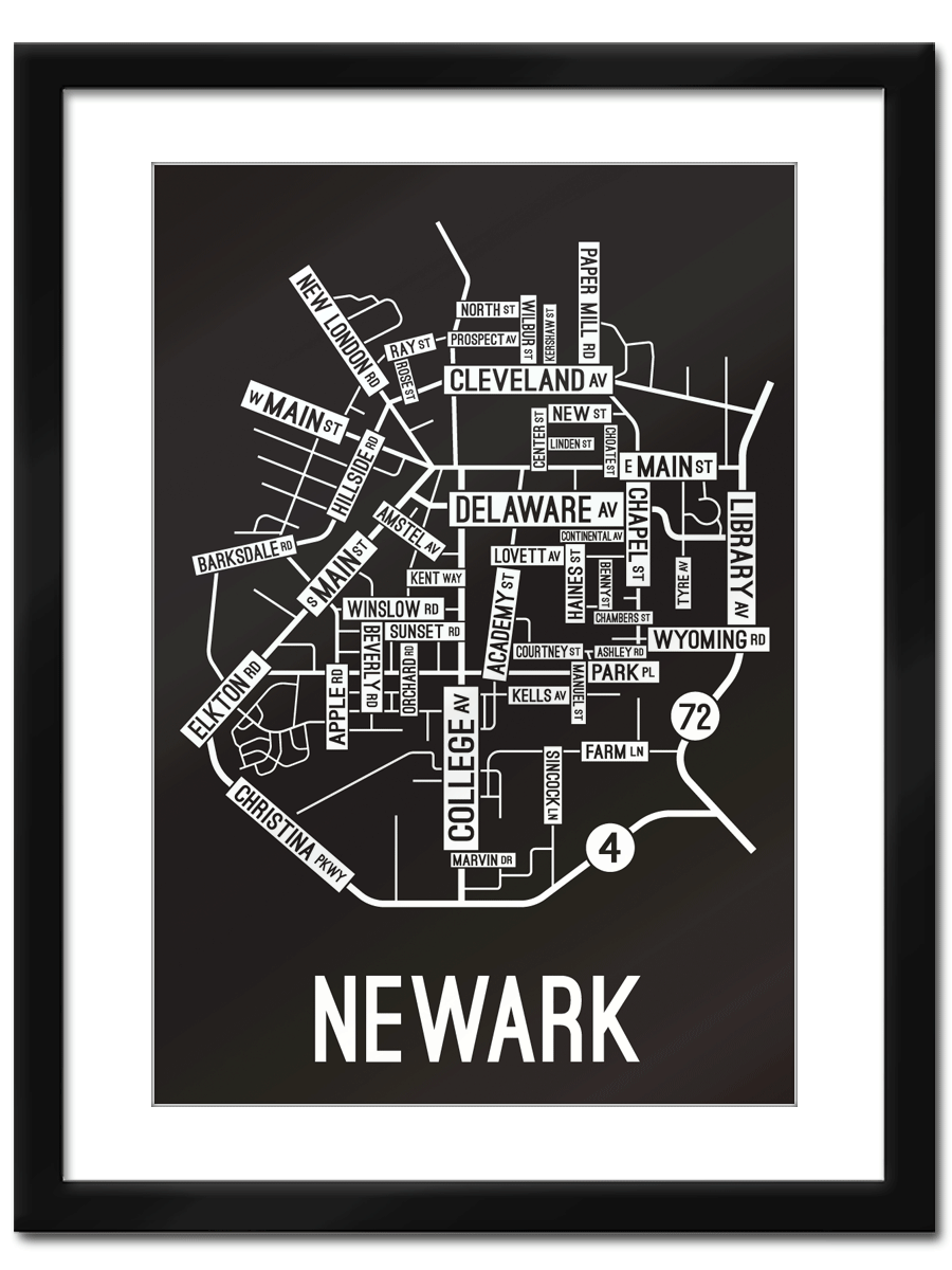 Newark, Delaware Street Map - School Street Posters