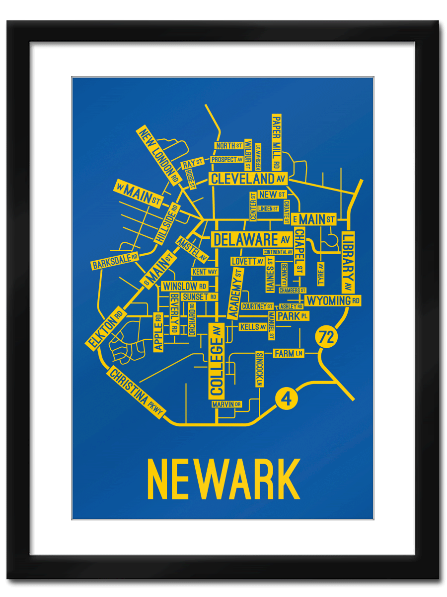 Newark, Delaware Street Map - School Street Posters