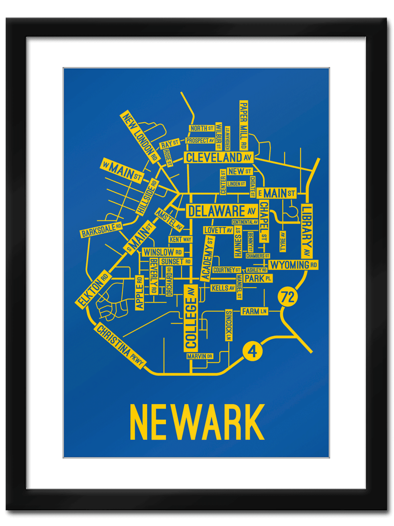 Newark, Delaware Street Map - School Street Posters