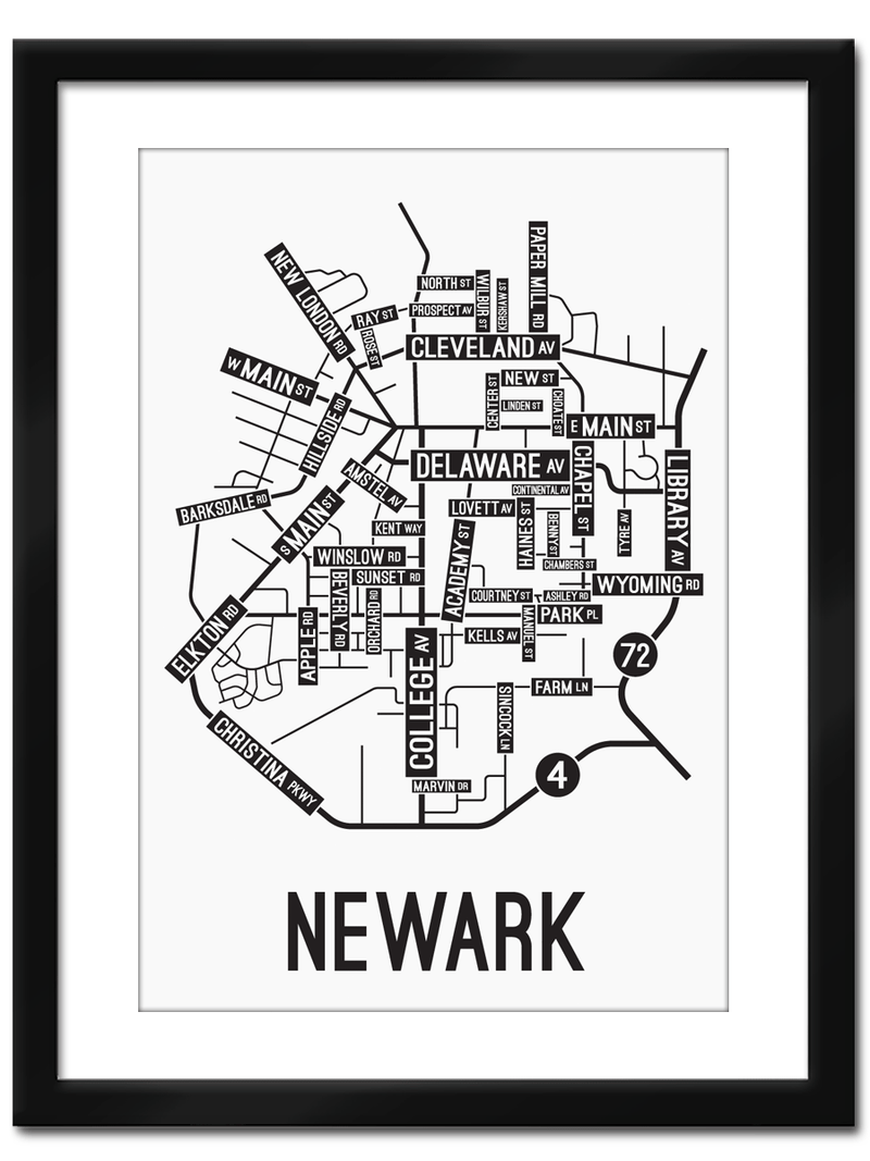 Newark, Delaware Street Map - School Street Posters