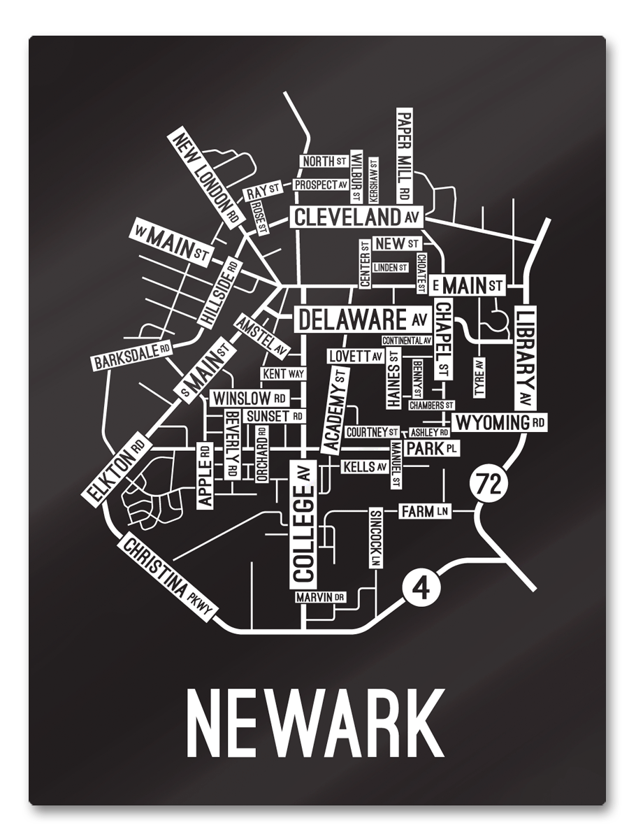 Newark, Delaware Street Map - School Street Posters
