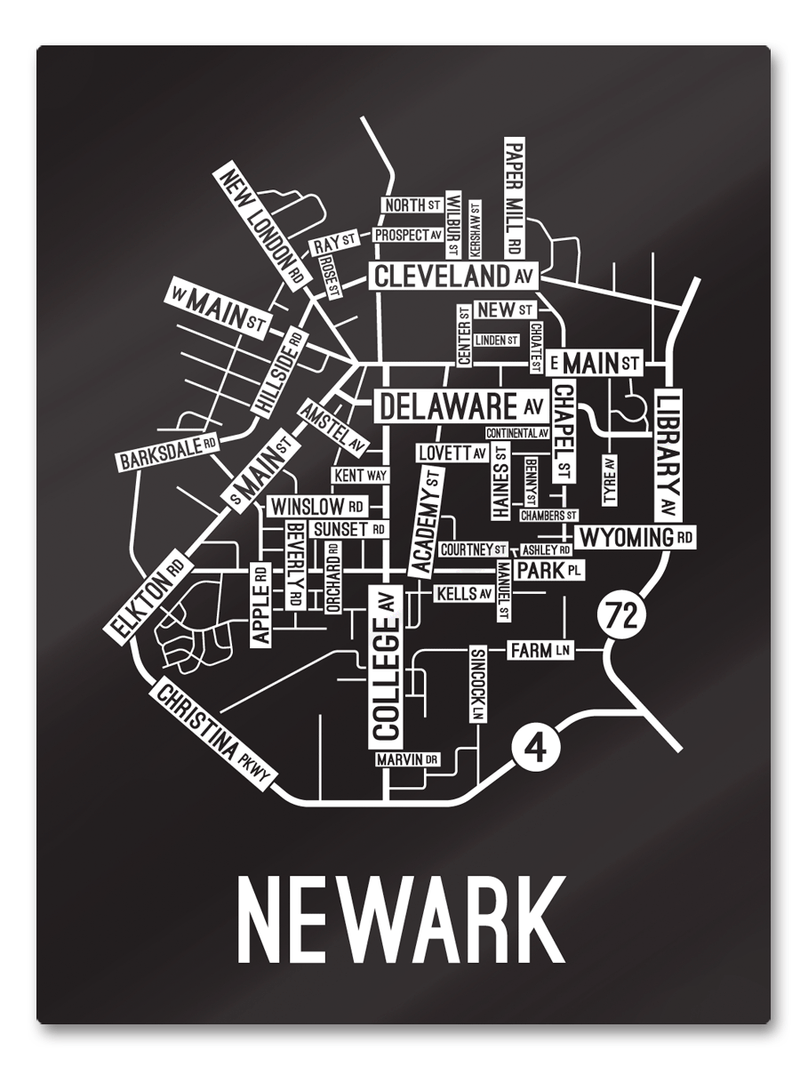 Newark, Delaware Street Map - School Street Posters