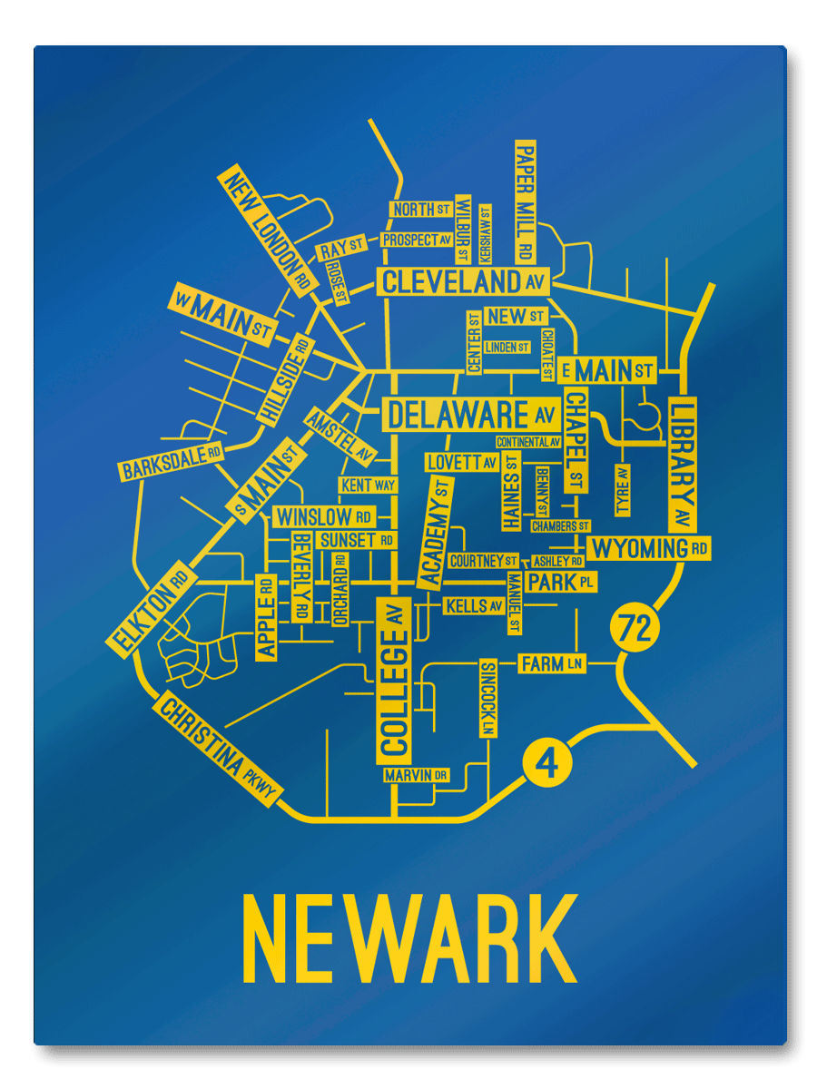 Newark, Delaware Street Map - School Street Posters