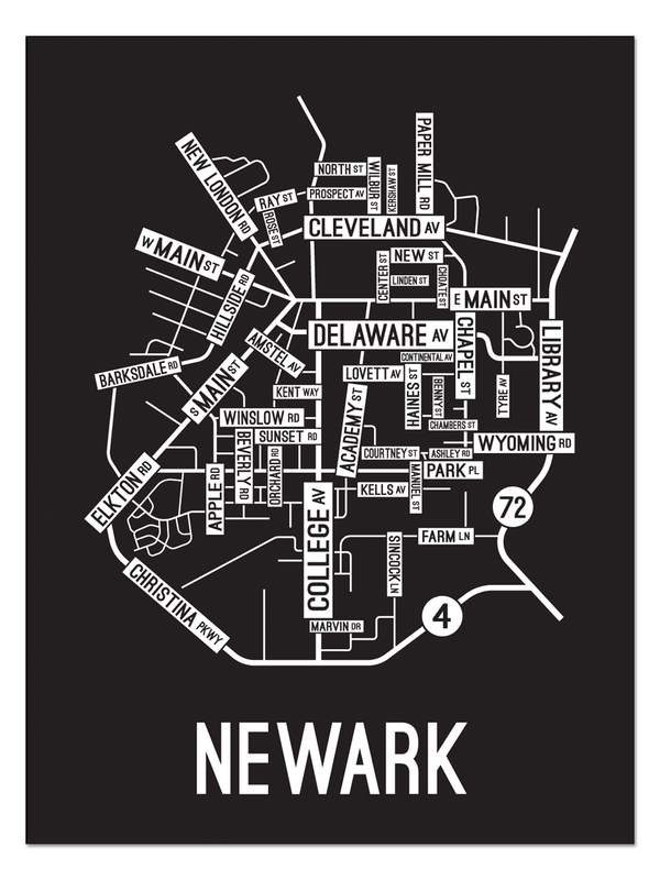 Newark, Delaware Street Map - School Street Posters