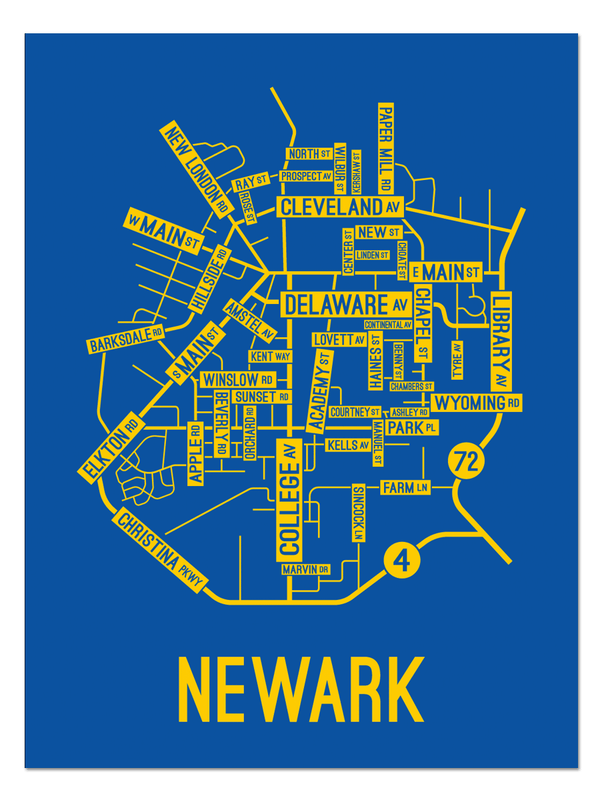 Newark, Delaware Street Map - School Street Posters