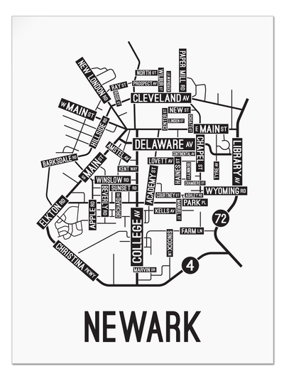 Newark, Delaware Street Map - School Street Posters