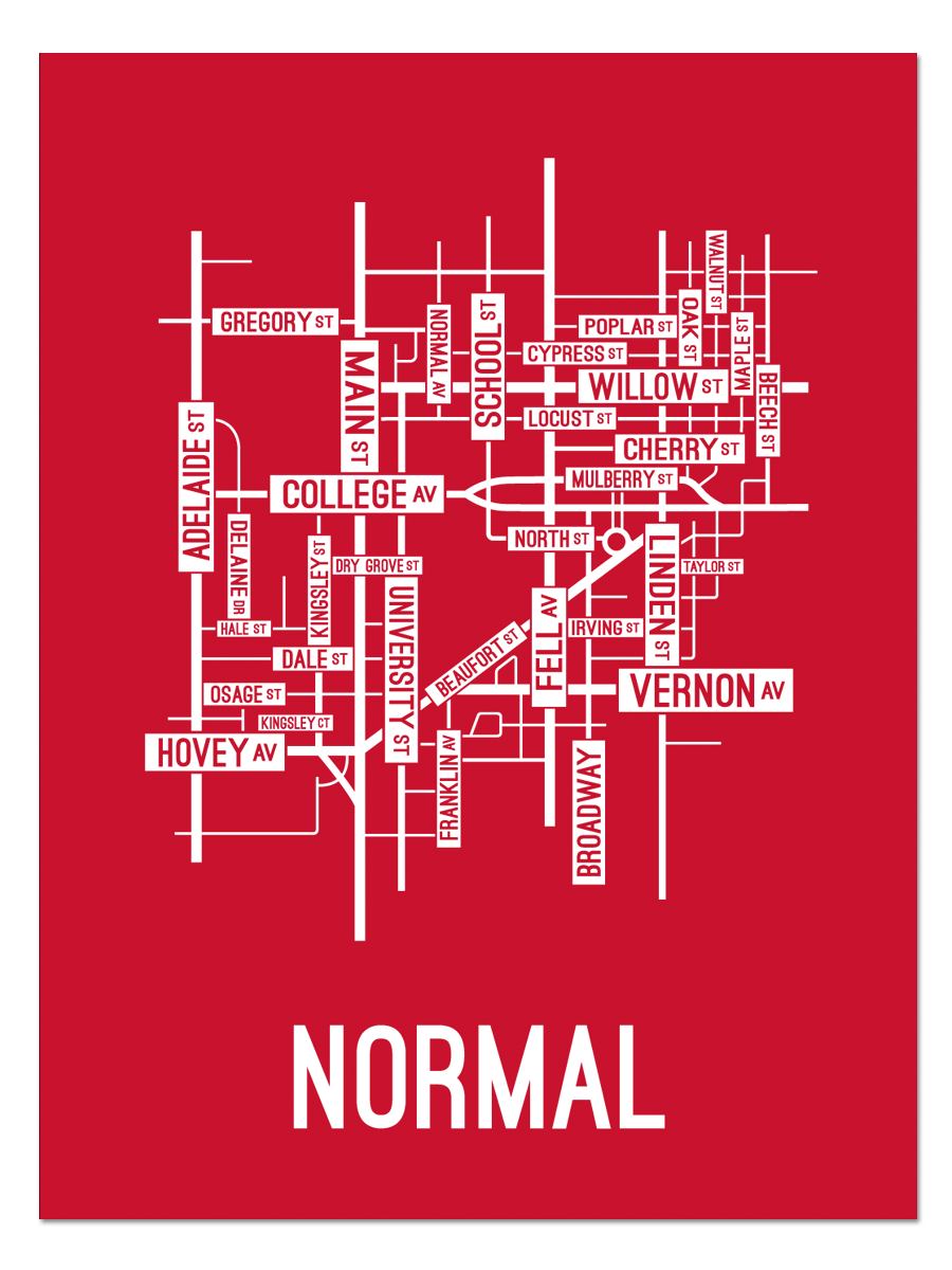 Normal, Illinois Street Map - School Street Posters