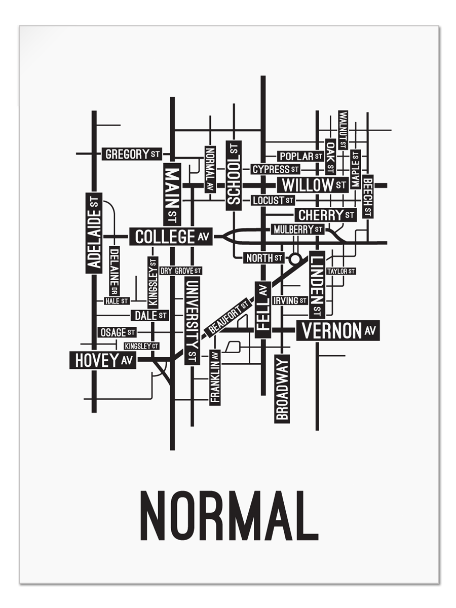 Normal, Illinois Street Map - School Street Posters