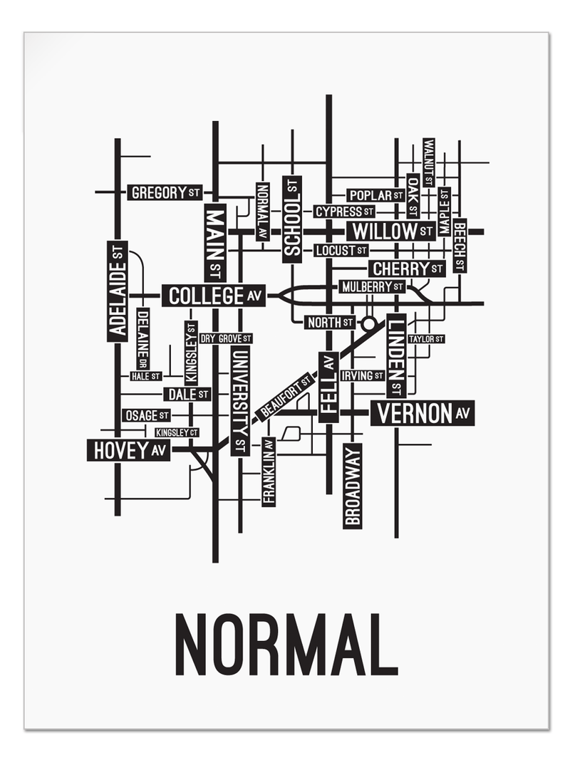Normal, Illinois Street Map - School Street Posters