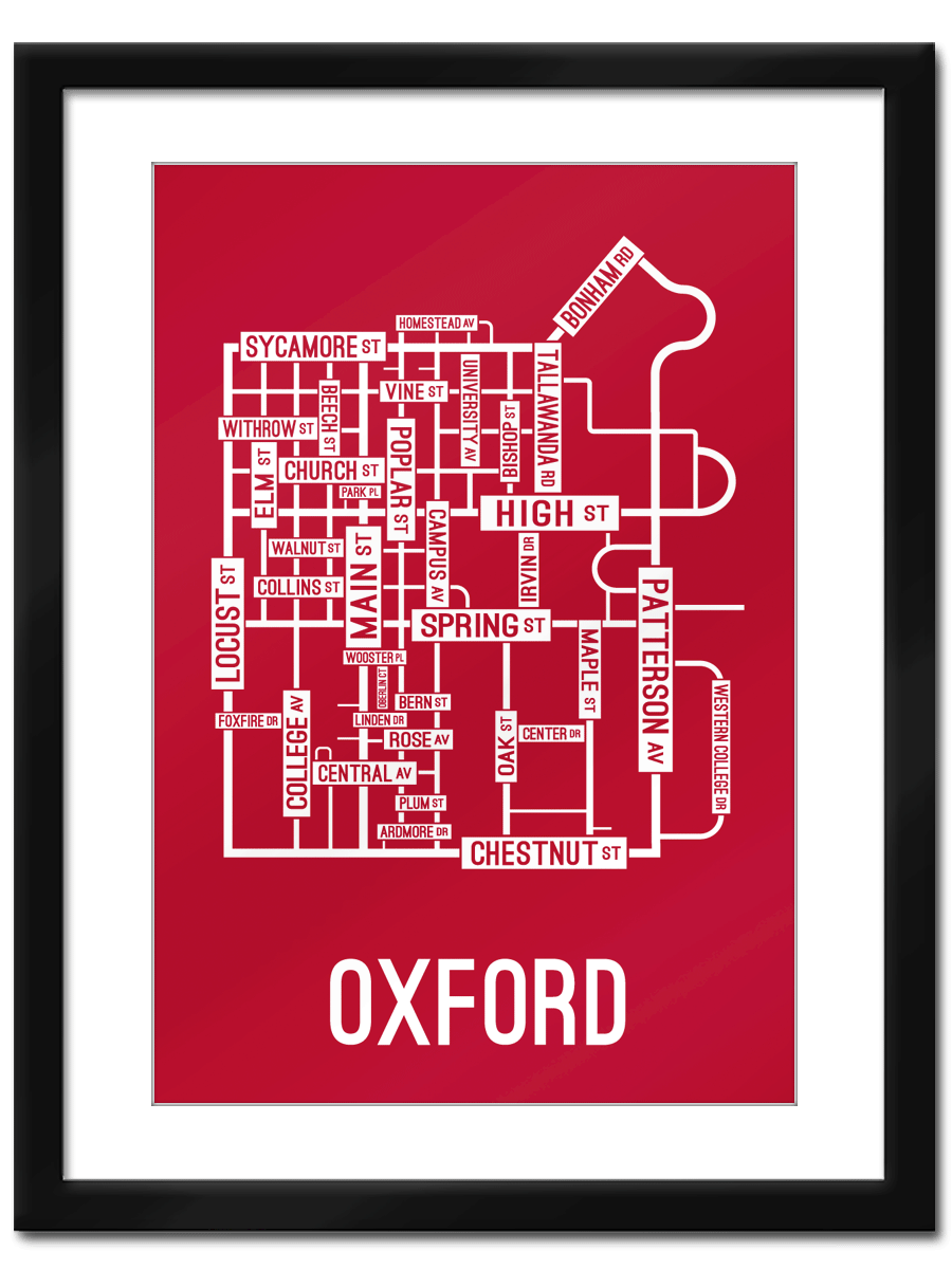 Oxford, Ohio Street Map - School Street Posters