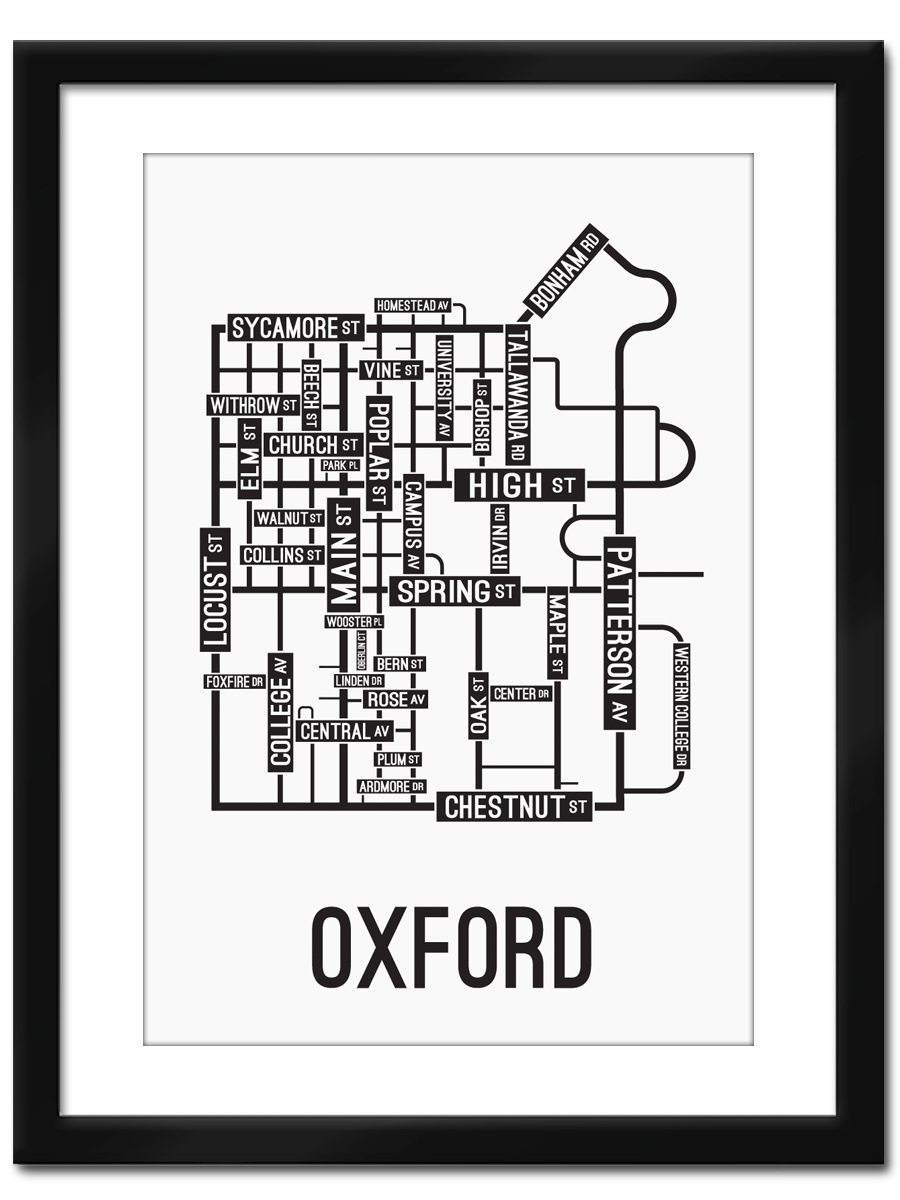 Oxford, Ohio Street Map - School Street Posters