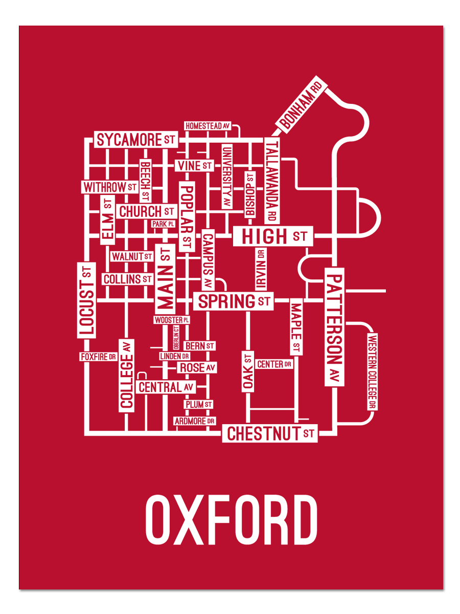 Oxford, Ohio Street Map - School Street Posters