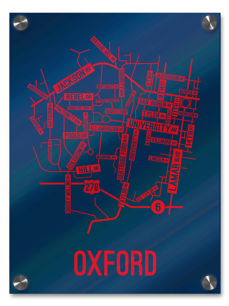 Oxford, Mississippi Street Map - School Street Posters