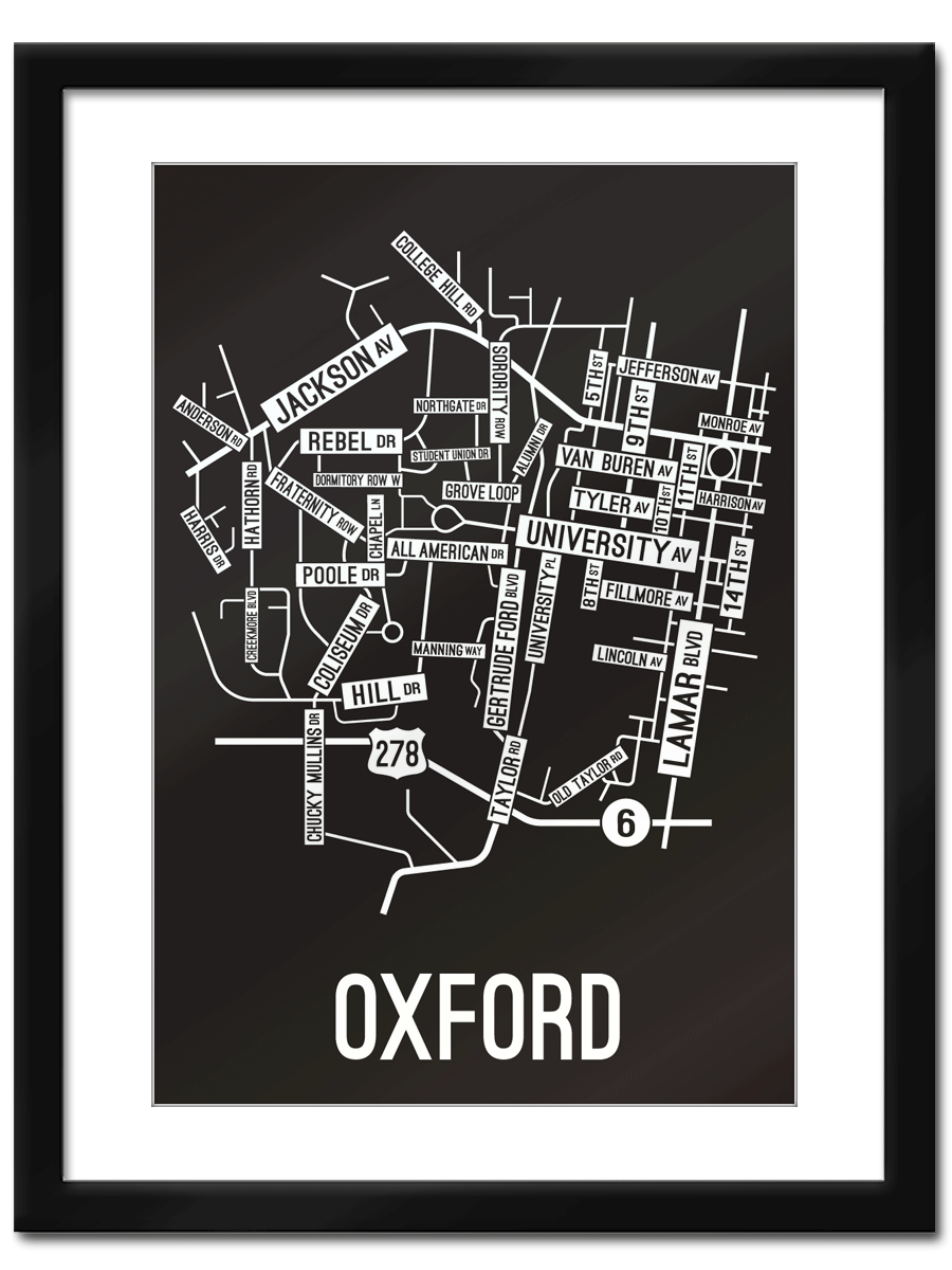 Oxford, Mississippi Street Map - School Street Posters