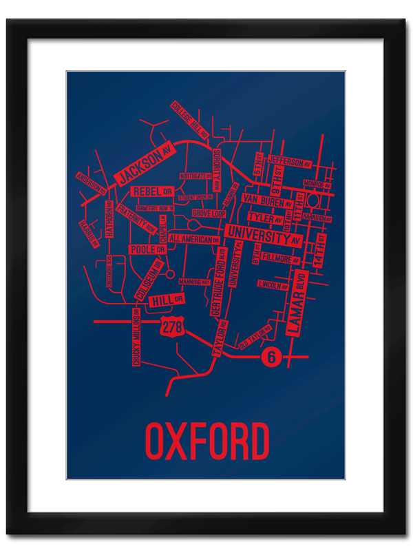 Oxford, Mississippi Street Map - School Street Posters