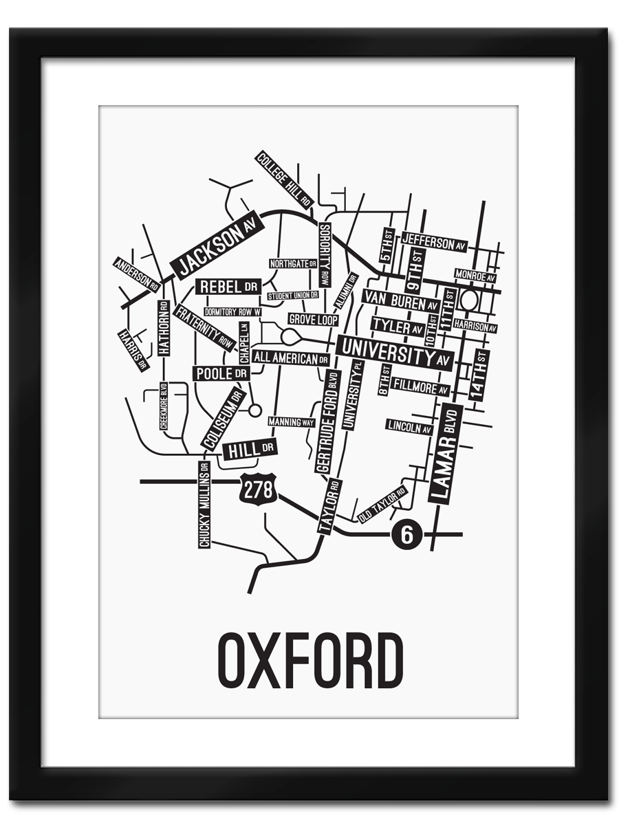 Oxford, Mississippi Street Map - School Street Posters