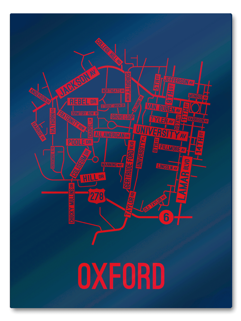 Oxford, Mississippi Street Map - School Street Posters