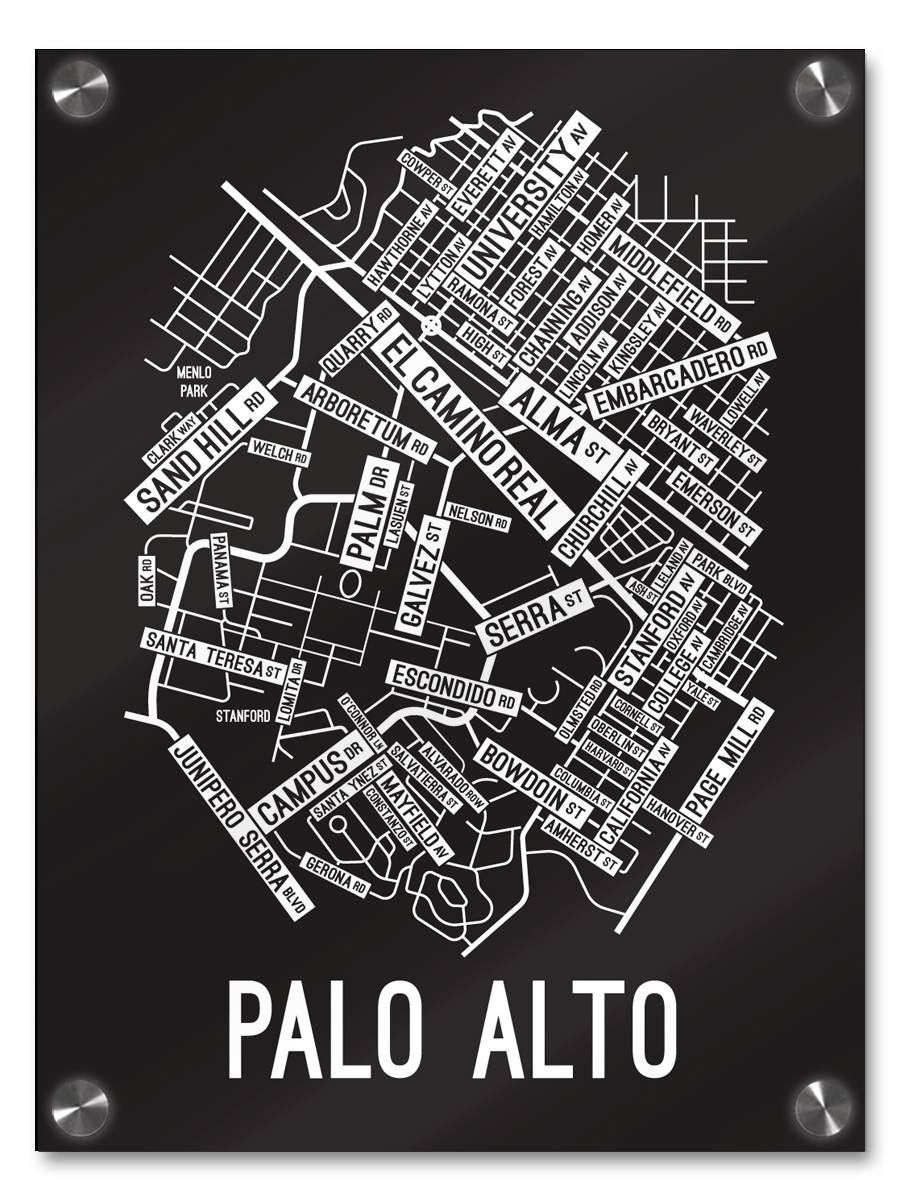 Palo Alto, California Street Map - School Street Posters