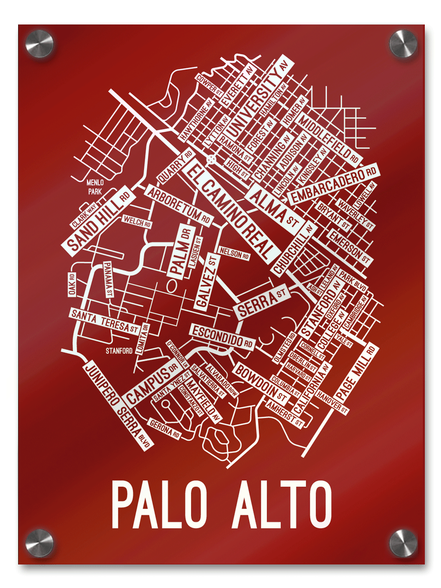 Palo Alto, California Street Map - School Street Posters