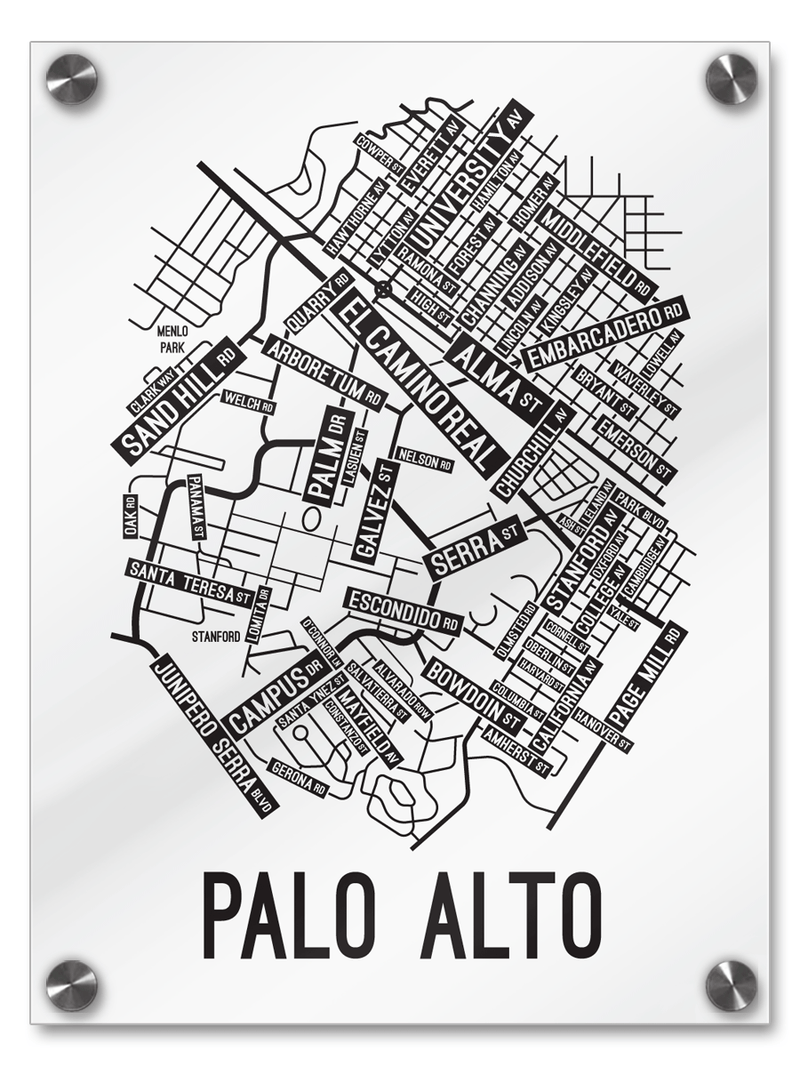 Palo Alto, California Street Map - School Street Posters