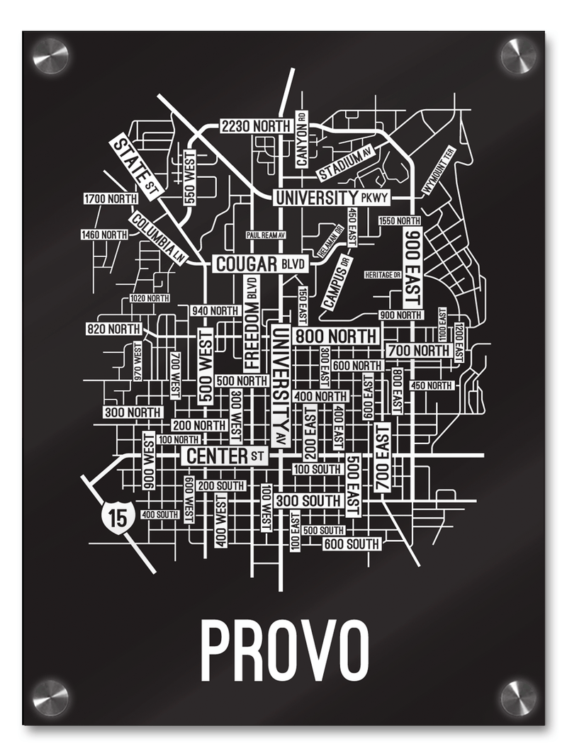 Provo, Utah Street Map - School Street Posters