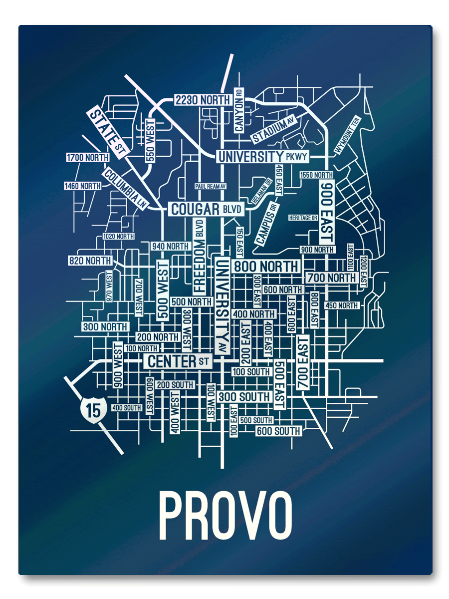 Provo, Utah Street Map - School Street Posters
