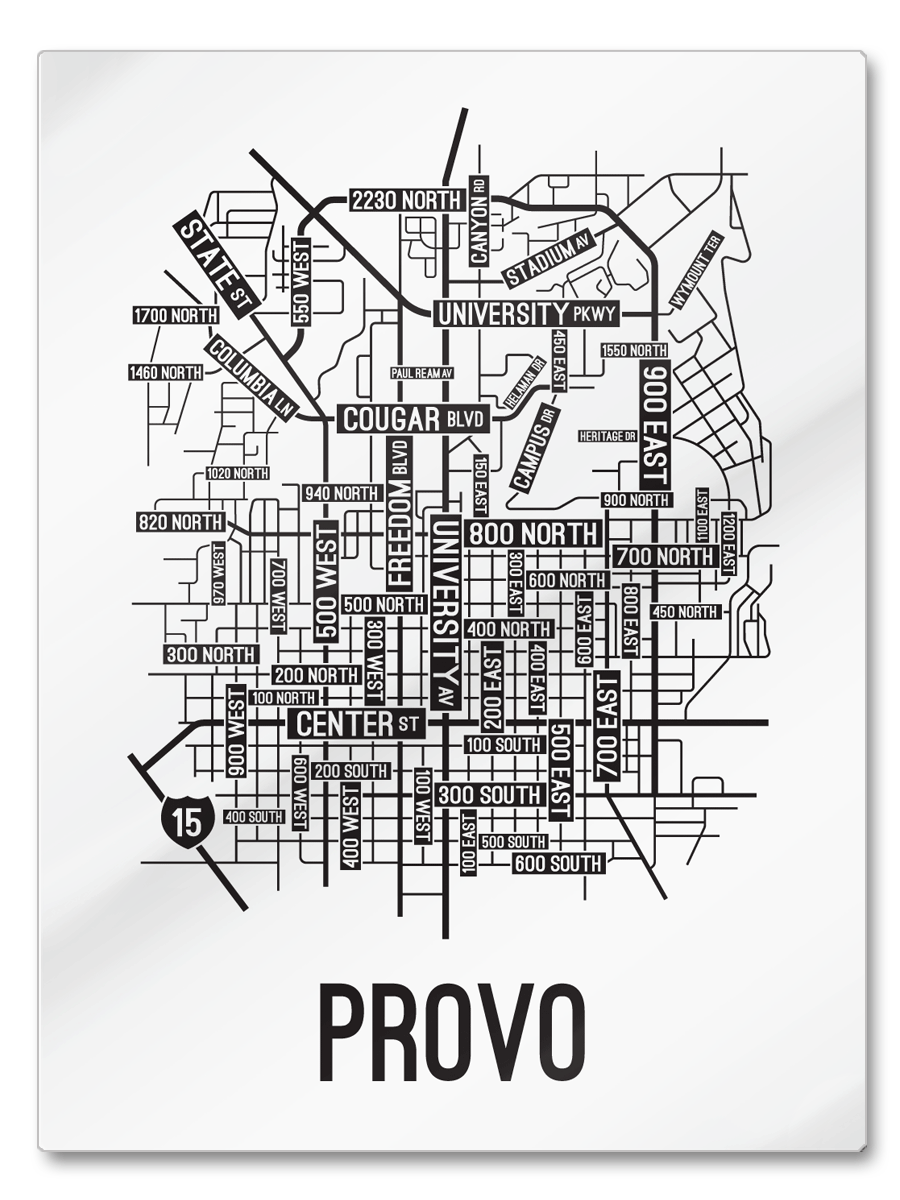 Provo, Utah Street Map - School Street Posters