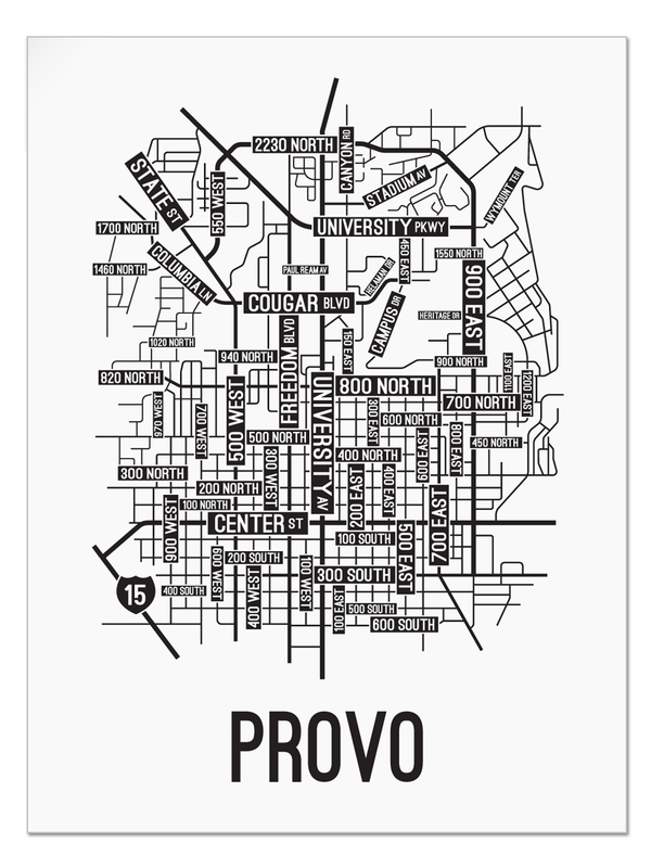 Provo, Utah Street Map - School Street Posters