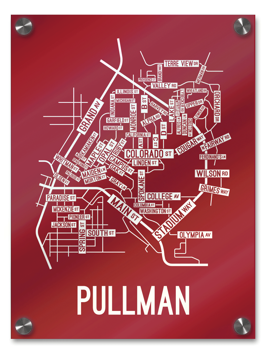 Pullman, Washington Street Map Print | School Street Posters